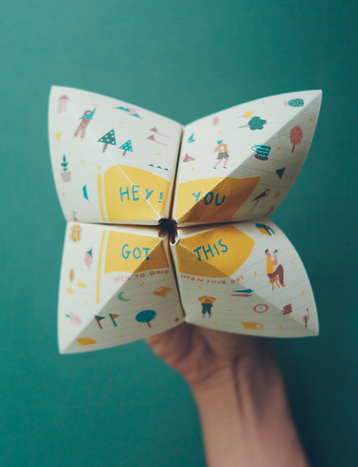 Chatterbox origami greeting card to write your message and motivate ...